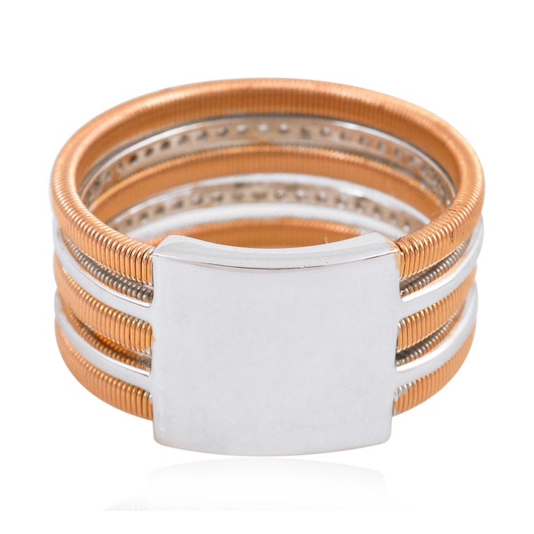 Natural 0.30 Carat Diamond Multi Band Ring 18 Karat White and Rose Gold ...