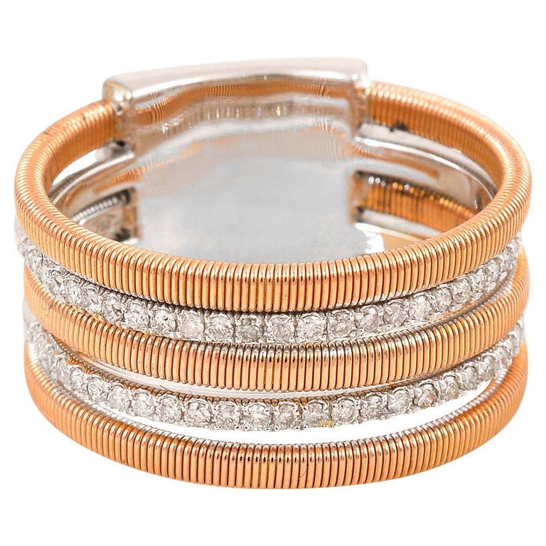 Natural 0.30 Carat Diamond Multi Band Ring 18 Karat White and Rose Gold ...