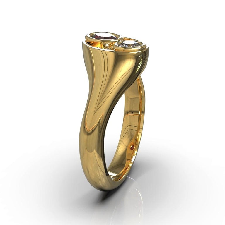 0.30 Carat Oval Ruby and Diamonds Cocktail Signet Ring in 18 Carat ...