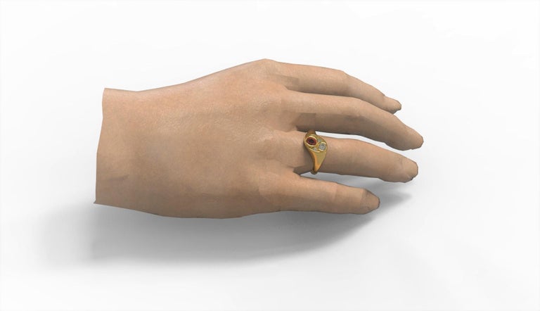 0.30 Carat Oval Ruby and Diamonds Cocktail Signet Ring in 18 Carat ...