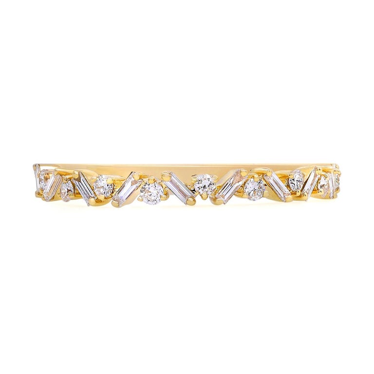 0.30 Carat Baguette and Round Cut Diamond Ring 18K Yellow Gold For Sale ...
