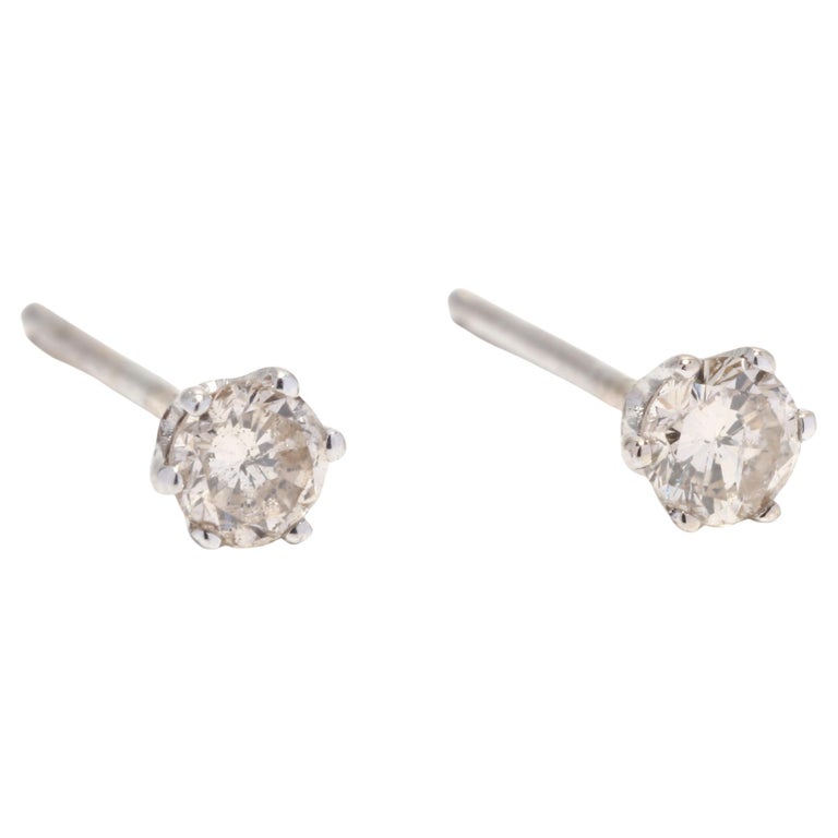 0.30ctw Diamond Stud Earrings, 14k White Gold, Tiny Diamond Studs at 1stDibs