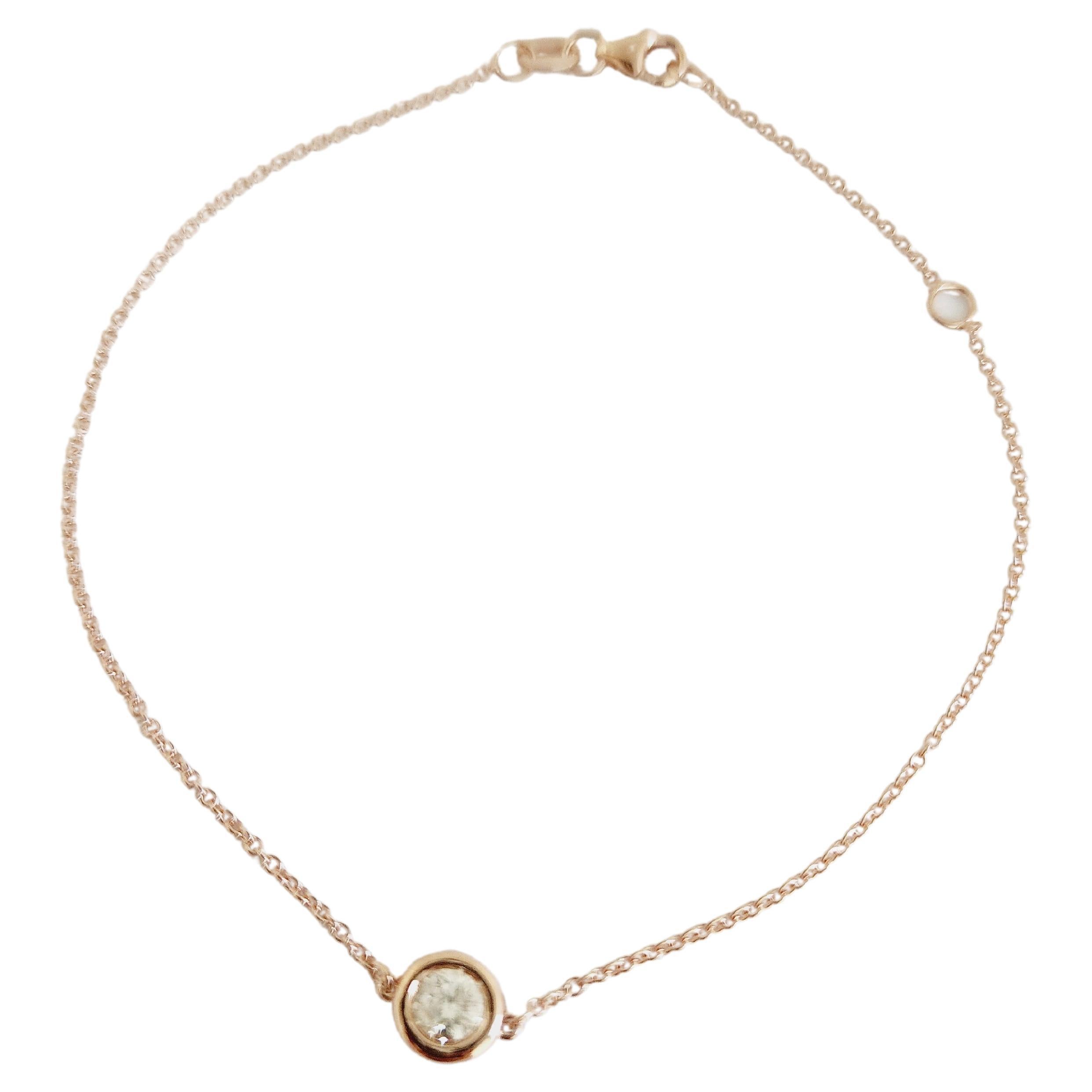 0.32 Carats Single Diamond Station Bracelet in 14 Karat Rose Gold For ...