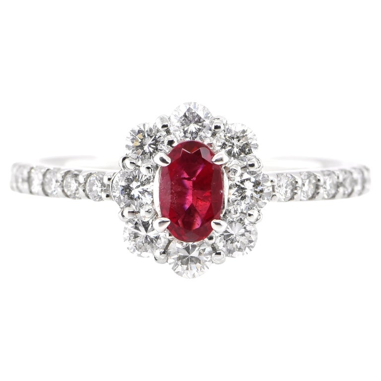 0.33 Carat Natural Red Beryl 'Utah, USA' and Diamond Ring Set in ...