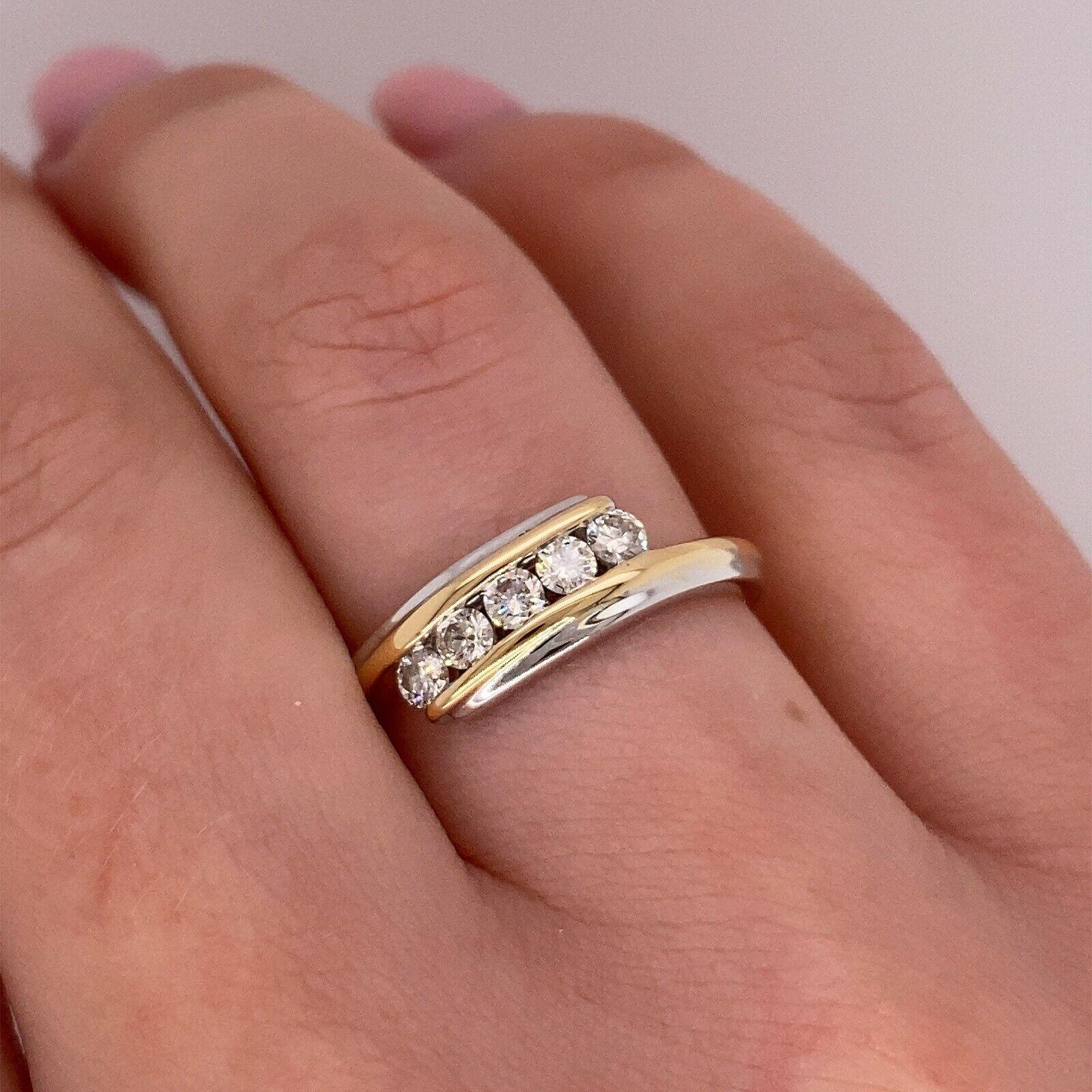 0.33ct 5-Stone Diamond Crossover Ring in 18ct Yellow and White Gold For ...