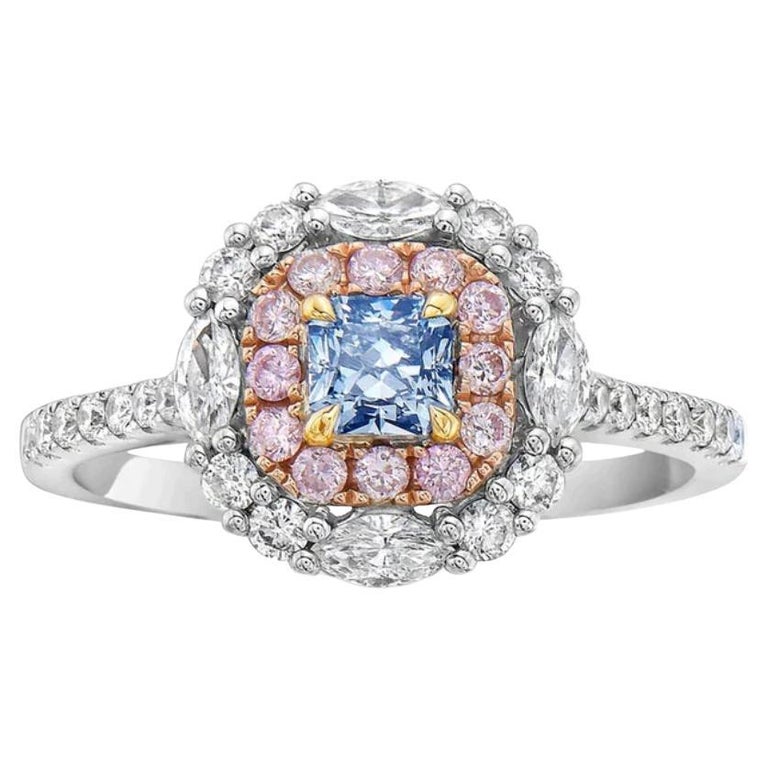 0.33ct Fancy Gray Blue Radiant SI1 GIA Ring For Sale at 1stDibs