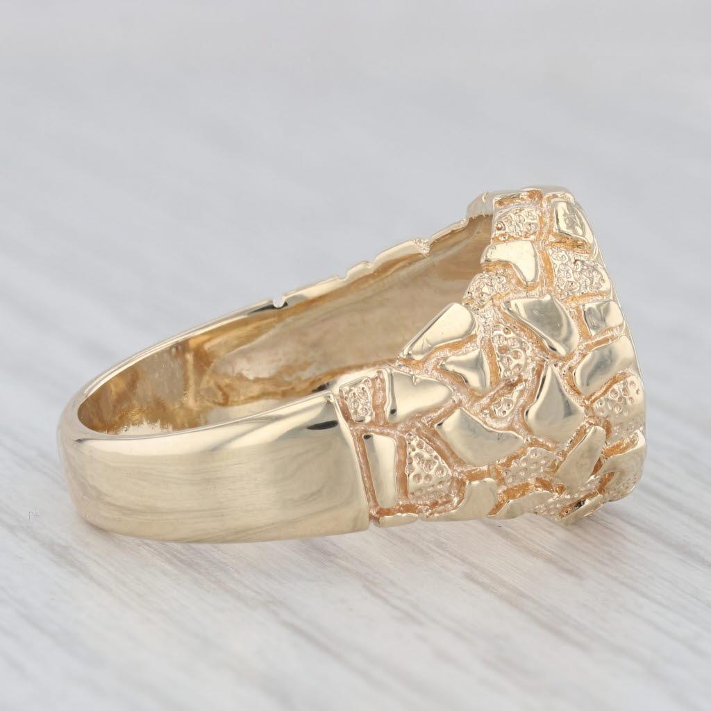 0.33ctw Diamond Cluster Gold Nugget Ring 14k Yellow Gold Men's Size 12. ...