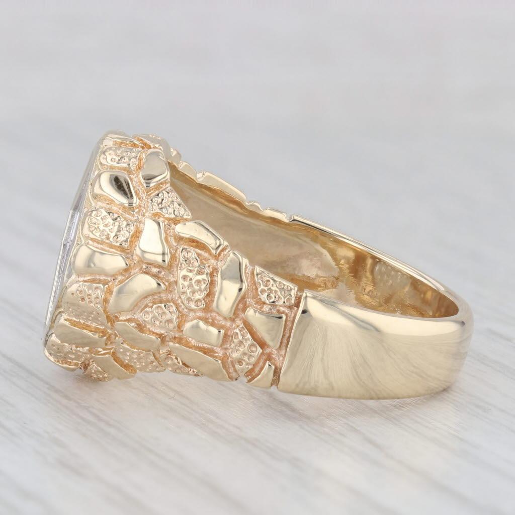 0.33ctw Diamond Cluster Gold Nugget Ring 14k Yellow Gold Men's Size 12. ...