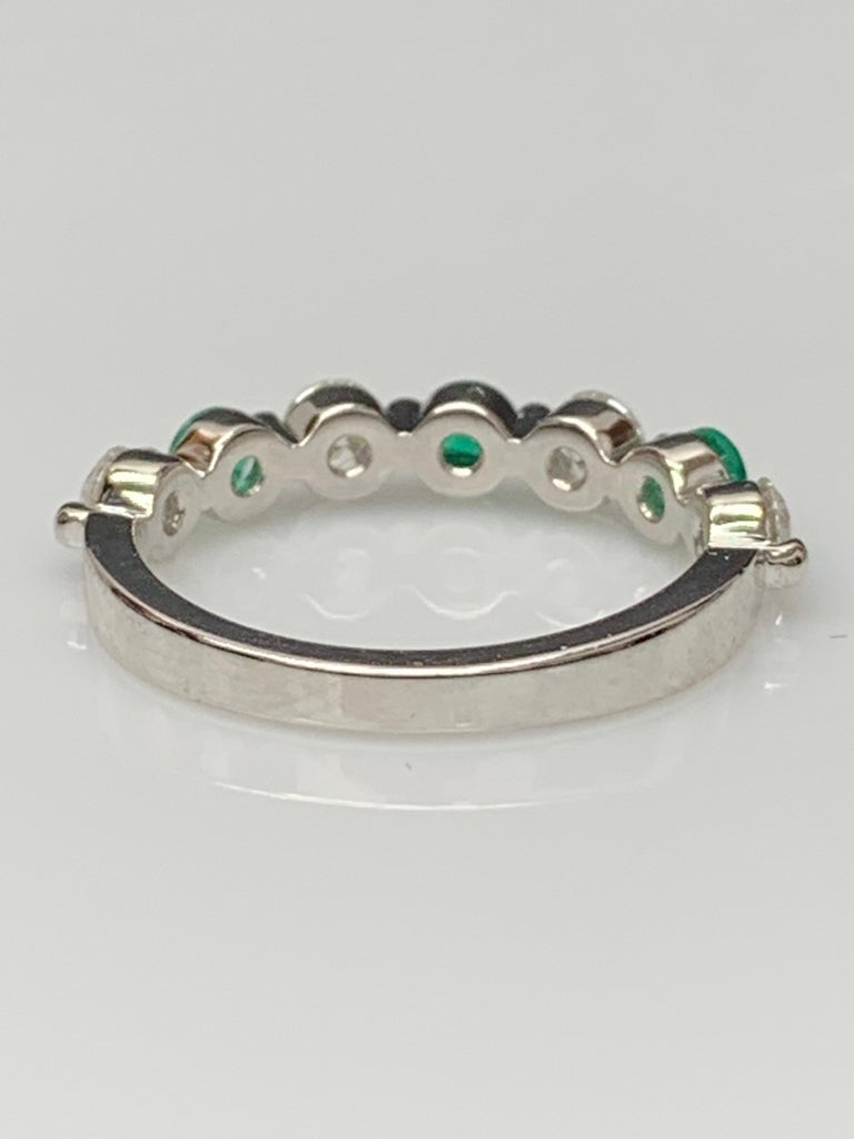 0.35 Carat Brilliant Cut Emerald and Diamond 7 Stone Wedding Band 14K ...