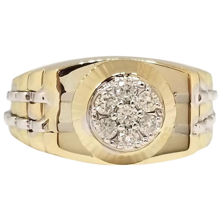 0.35 Carat Men's Diamond Two-Tone Gold Watch Style Ring at 1stDibs ...