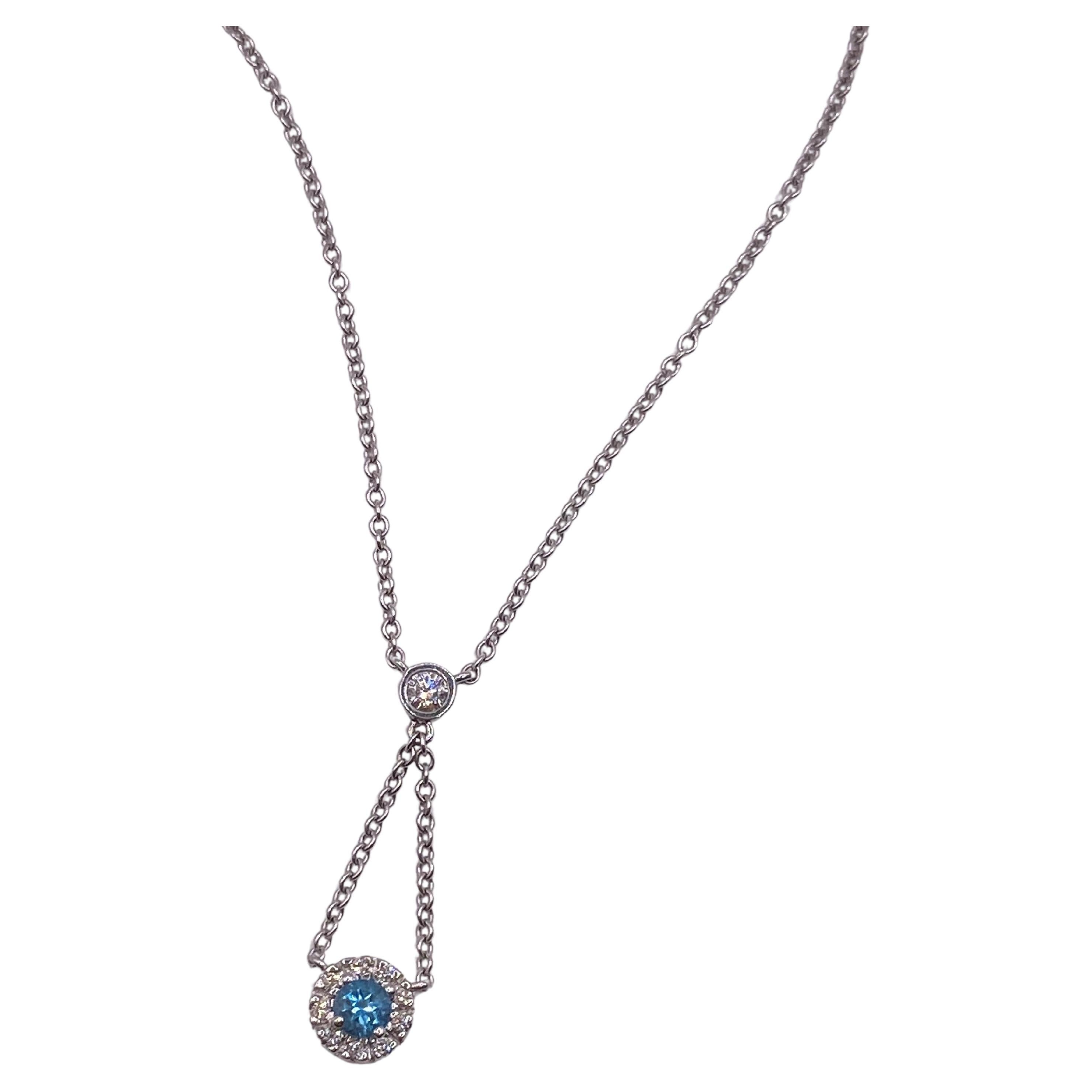 0.35ct Pink Tourmaline and Diamond Lariat Pendant in 18KT White Gold ...