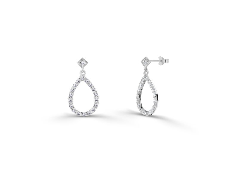 0.36ct Diamond Open Pear Studs Earrings in 14k Gold For Sale at 1stDibs