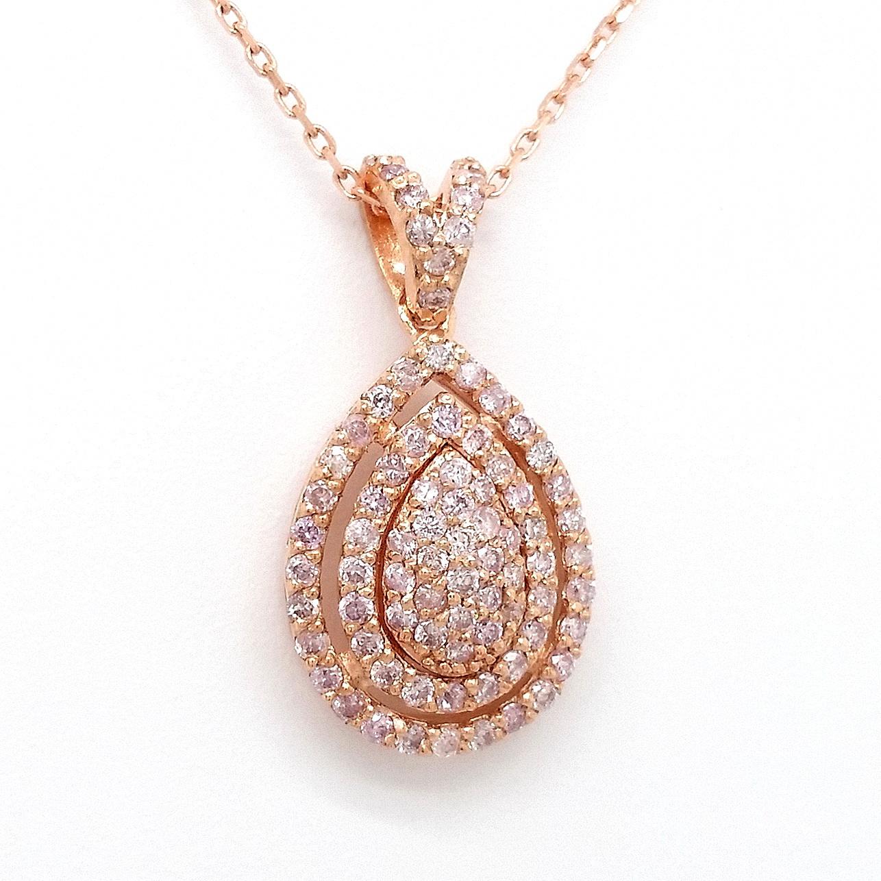 NO RESERVE PRICE 0.38ct Round Pink Diamond 14k Rose Gold Pendant ...