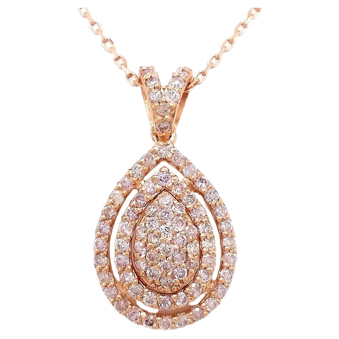 NO RESERVE PRICE 0.38ct Round Pink Diamond 14k Rose Gold Pendant ...