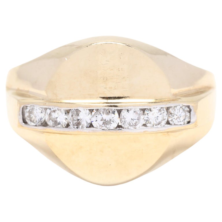 0.38ctw Diamond Signet Ring, 14K Yellow Gold, Ring, Everyday For Sale ...