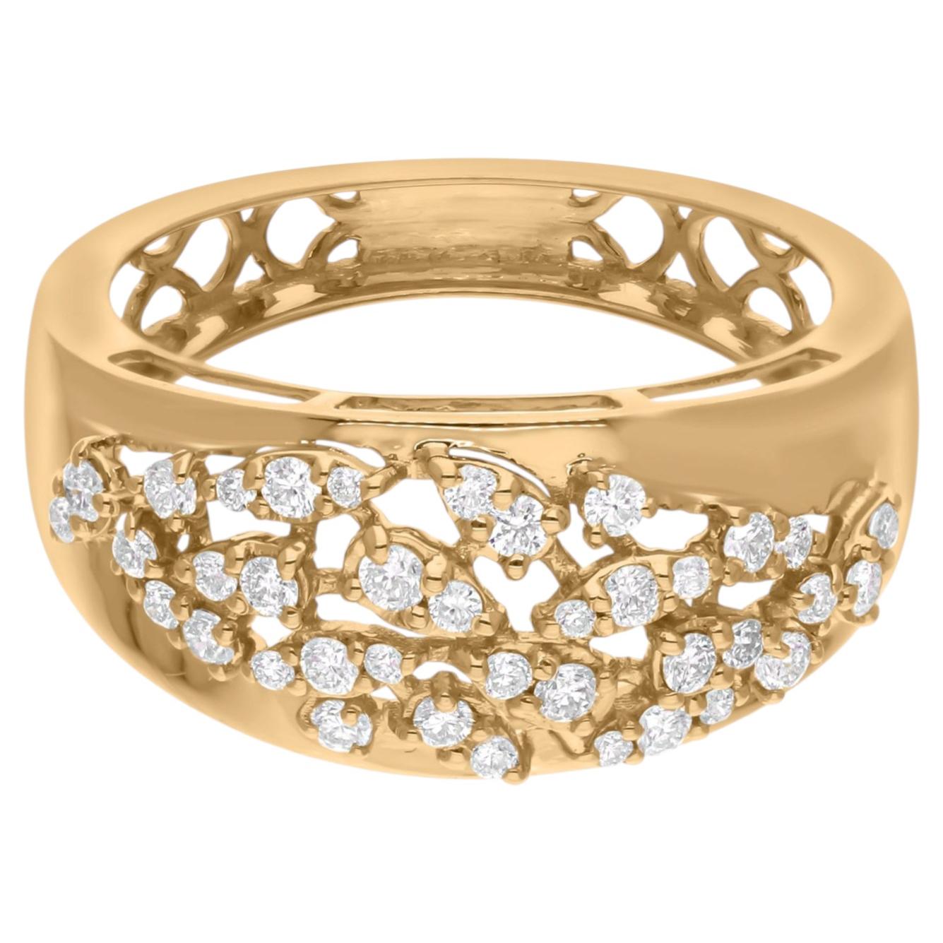 Customizable Natural 0.6 Carat SI/H Diamond Cluster Wide Band Ring 18 ...