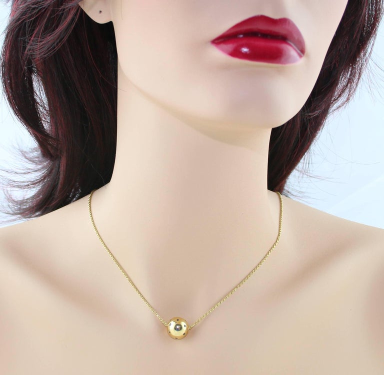 0.40 Carat Blue Sapphire Sphere Ball Gold Necklace For Sale at 1stDibs ...