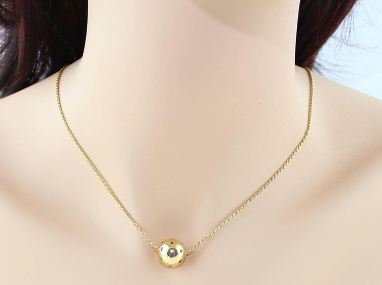 0.40 Carat Blue Sapphire Sphere Ball Gold Necklace For Sale at 1stDibs ...
