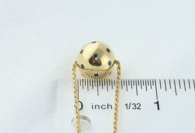 0.40 Carat Blue Sapphire Sphere Ball Gold Necklace For Sale at 1stDibs ...