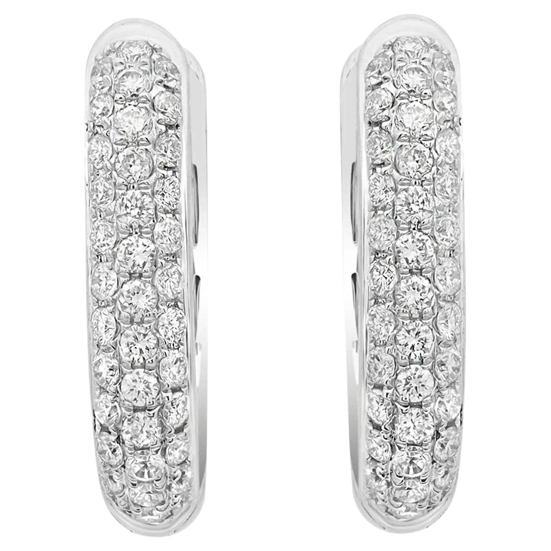 ARAYA 0.40 Carat Pear Diamond Classic Hoop Earrings in 18 Karat White ...