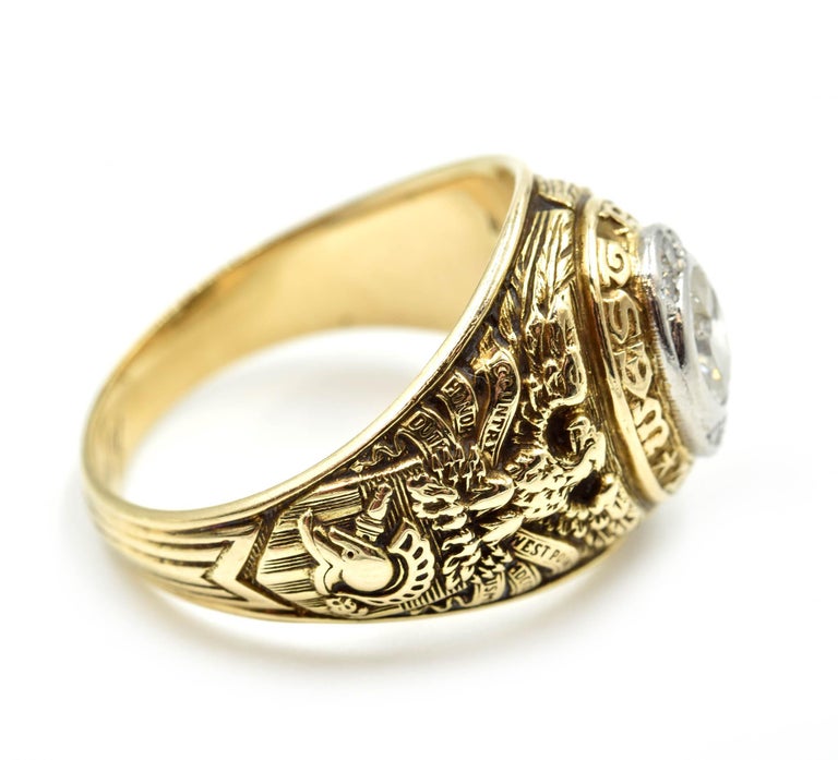 0.40 Carat Diamond 14 Karat White Gold and Palladium 1950s West Point ...