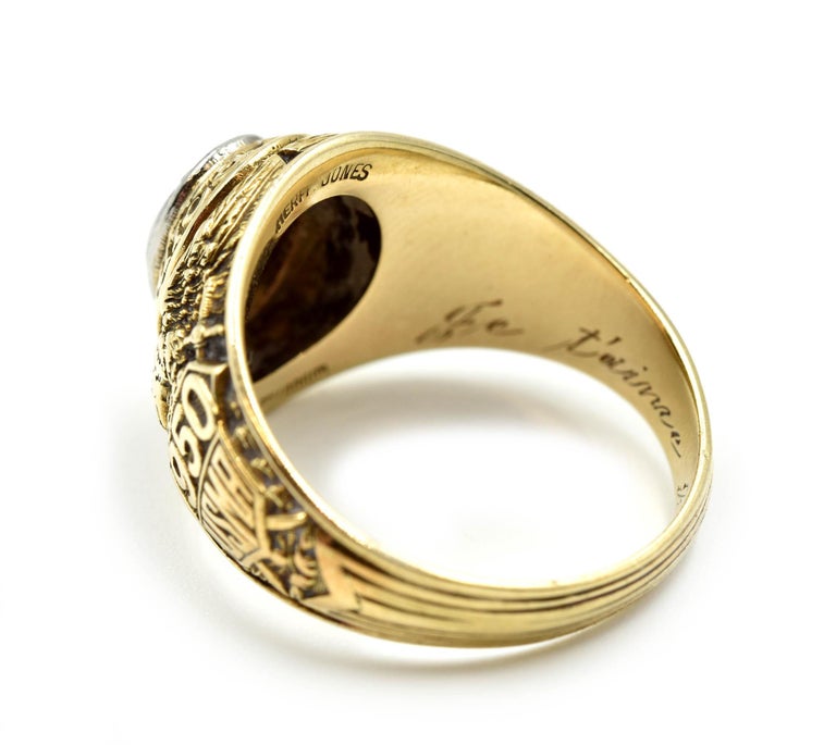 0.40 Carat Diamond 14 Karat White Gold and Palladium 1950s West Point ...