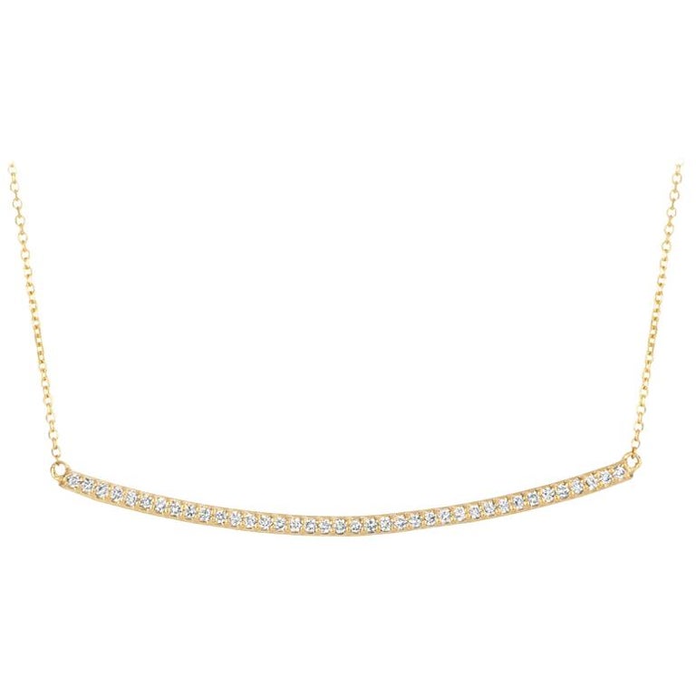 0.40 Carat Natural Diamond Bar Pendant 14 Karat Yellow Gold G SI Chain ...