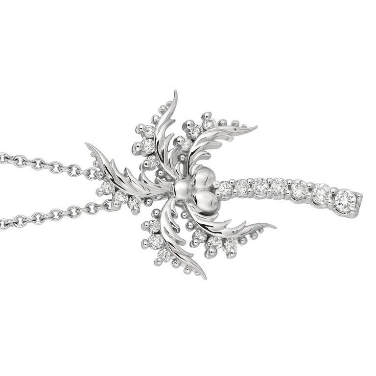 0.40 Carat Natural Diamond Coconut Tree Necklace Pendant 14 Karat White ...