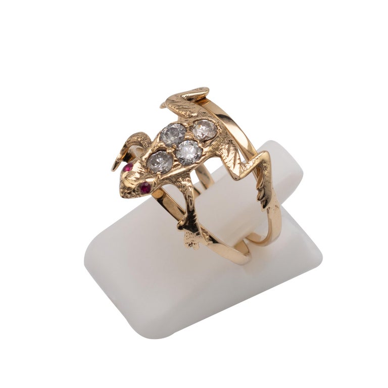Diamond Ruby Frog Ring 15 Karat Gold - Custom Made Unique and Special ...