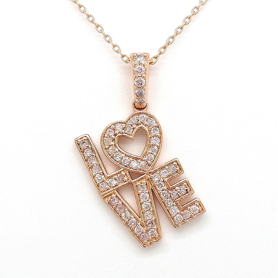 0.40ct Natural Pink Diamond Love Pendant For Sale at 1stDibs