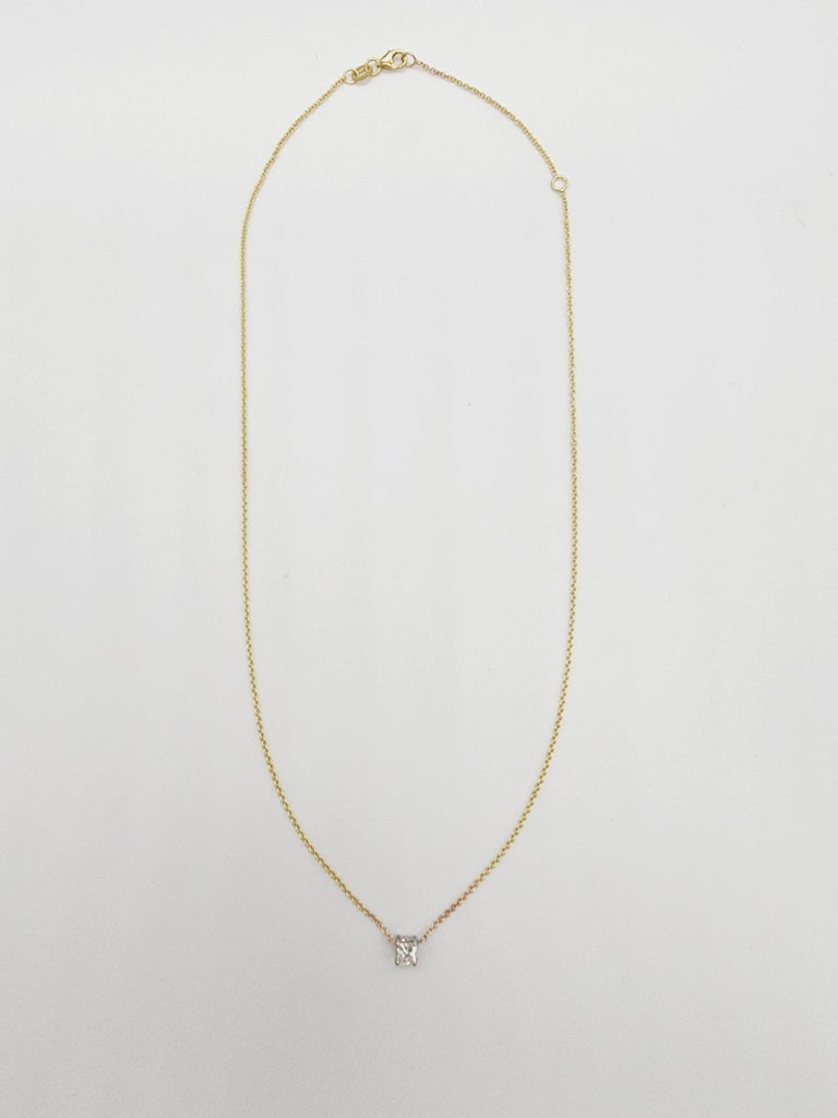 0.41 Carat Princess Shape Diamond Pendant 14 Karat Yellow Gold For Sale ...