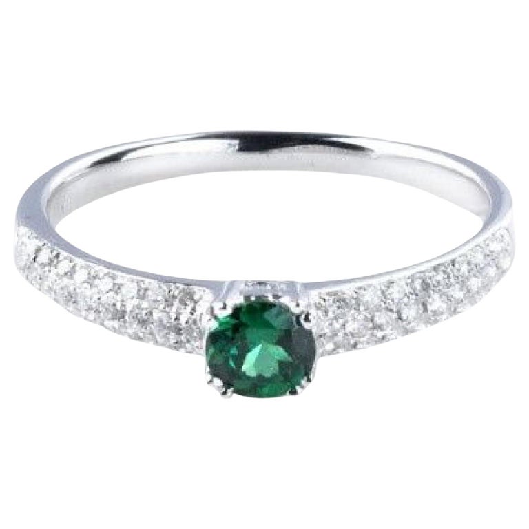 Customizable 0.425 Carat Tsavorite and Diamond Ring in 14 Karat White Gold For Sale at 1stDibs