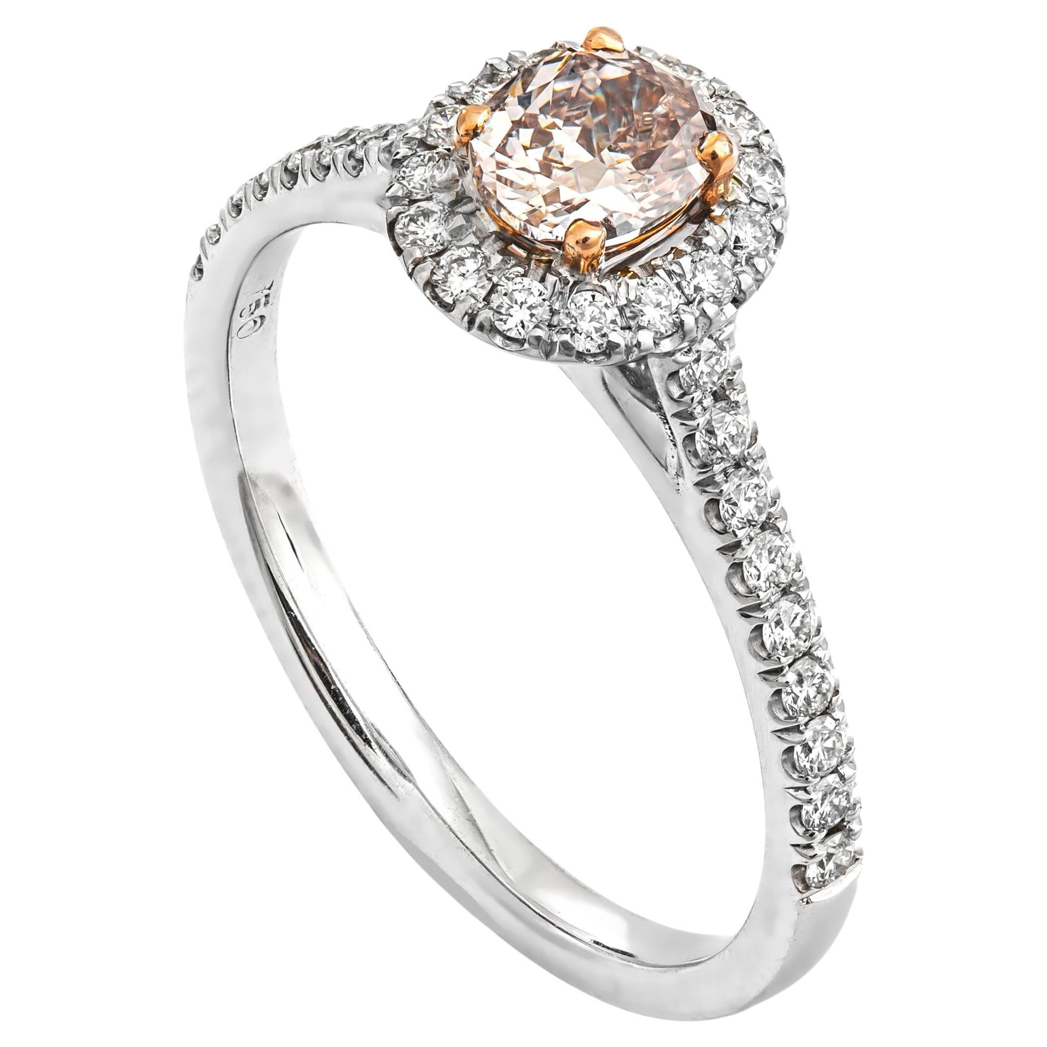 Natural Fancy Pink Diamond Gold Platinum Ring For Sale at 1stDibs