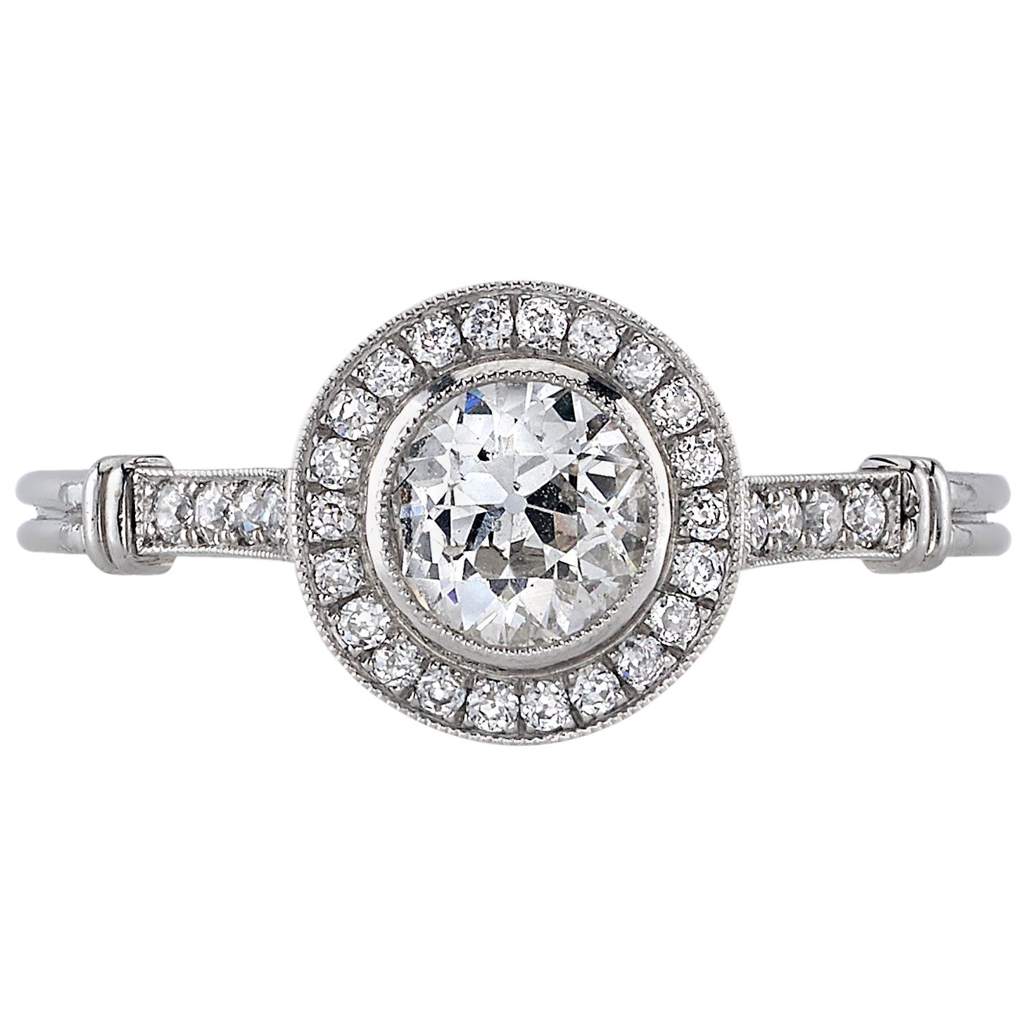 Stunning Old European Cut Diamond Engagement Ring at 1stDibs