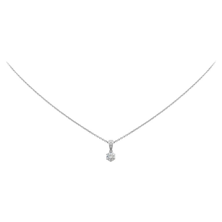 0.47 Carats Total Brilliant Round Diamond Pendant Necklace For Sale at ...