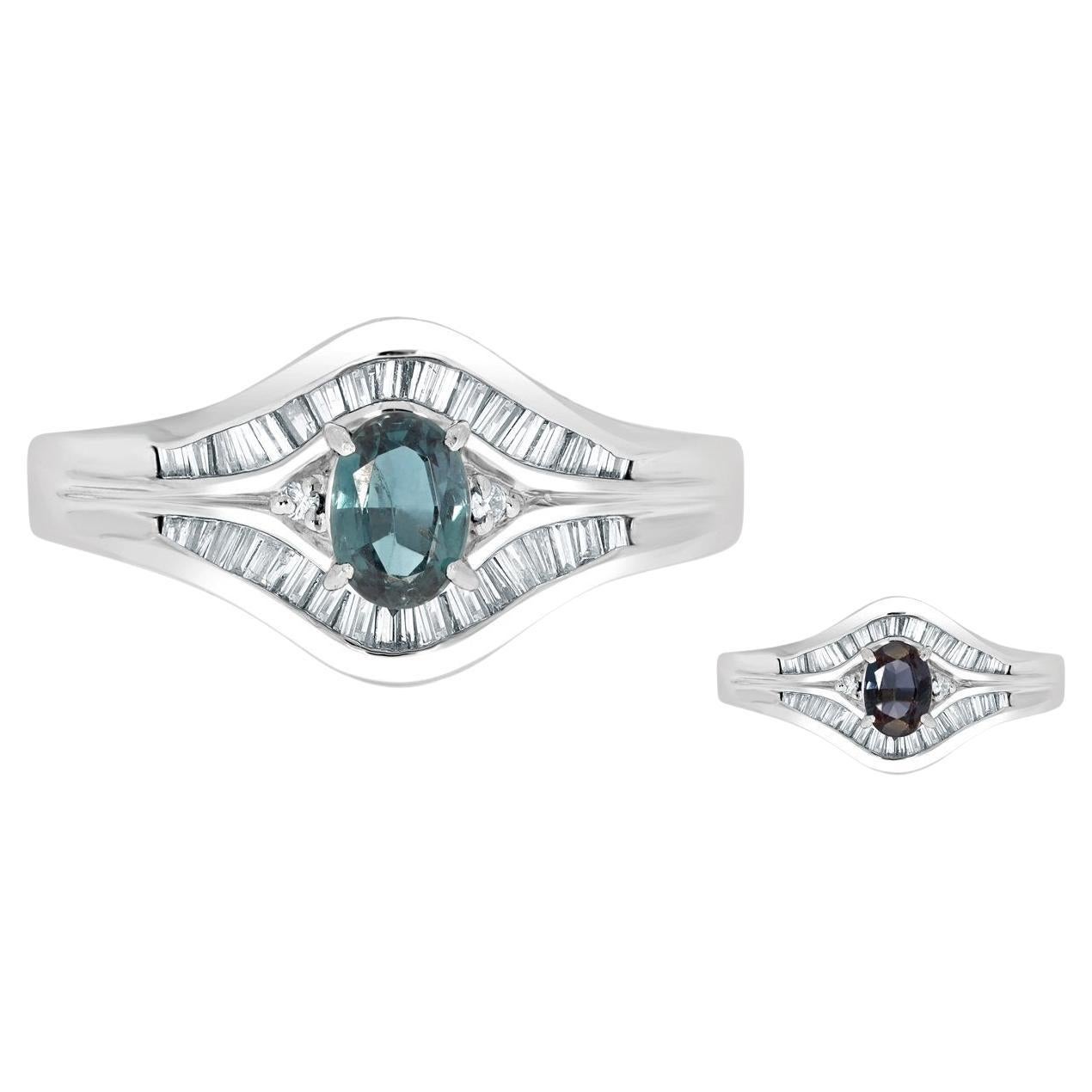 Alexandrite Diamond platinum Ring For Sale at 1stDibs