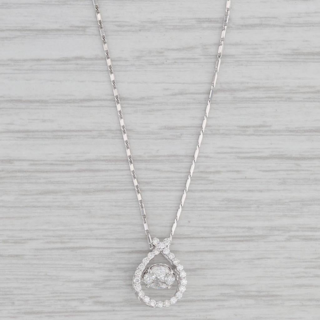 0.47ctw Floating Diamond Teardrop Pendant Necklace 14k White Gold 18 ...