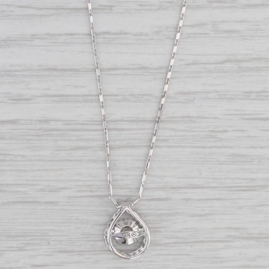 0.47ctw Floating Diamond Teardrop Pendant Necklace 14k White Gold 18 ...