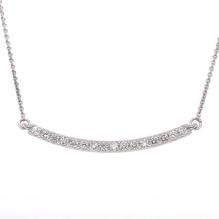 0.48 Carat Diamond Pave Bar Pendant Necklace in 14K White Gold on Chain ...