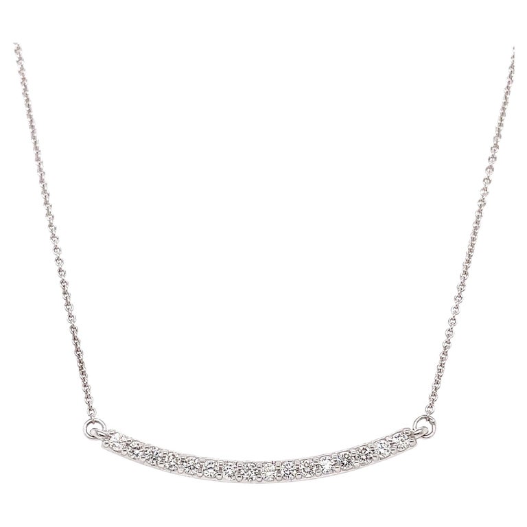 0.48 Carat Diamond Pave Bar Pendant Necklace in 14K White Gold on Chain ...
