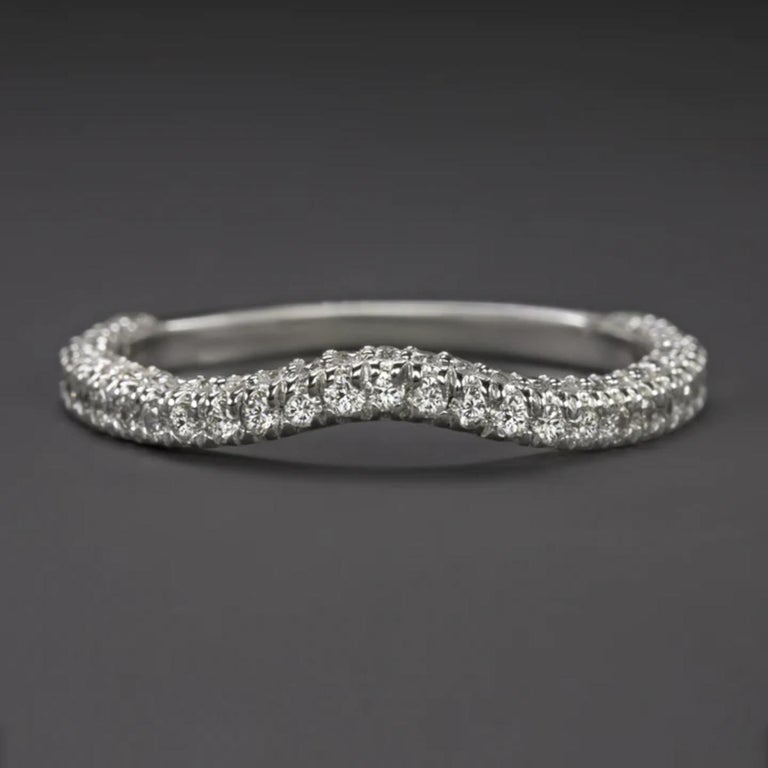 0.5 Carat Contour Wedding 3/4 Eternity 14k White Gold Curve Band For ...