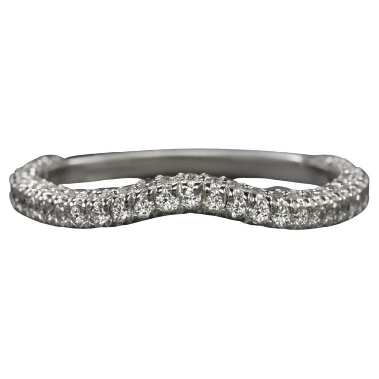 0.5 Carat Contour Wedding 3/4 Eternity 14k White Gold Curve Band For ...