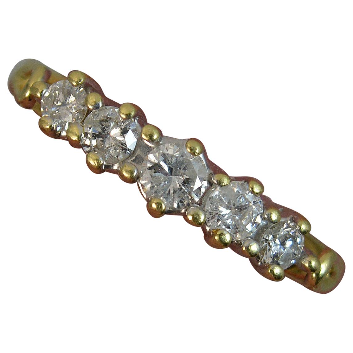 Beautiful 1.75 Carat Diamond Five-Stone Platinum Bezel Set Stack Ring at 1stDibs