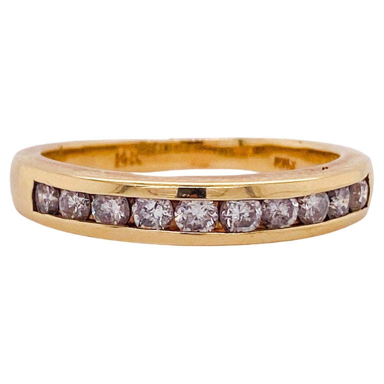 0.50 Carat Diamond Channel Stackable Band Ring, 14k Yellow Gold, 10 ...