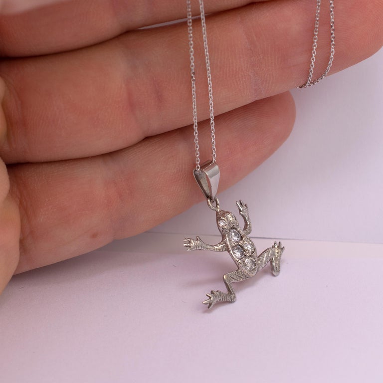 Unique Diamond Frog Pendant 15 Karat White Gold at 1stDibs | unique ...
