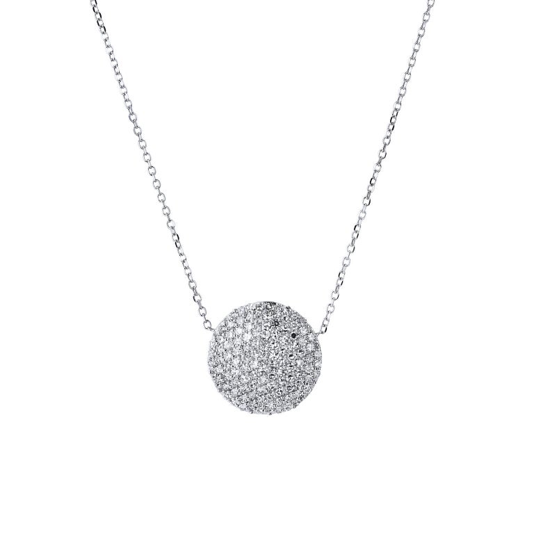 0.50 Carat Diamond White Gold Disc Pendant Necklace at 1stDibs