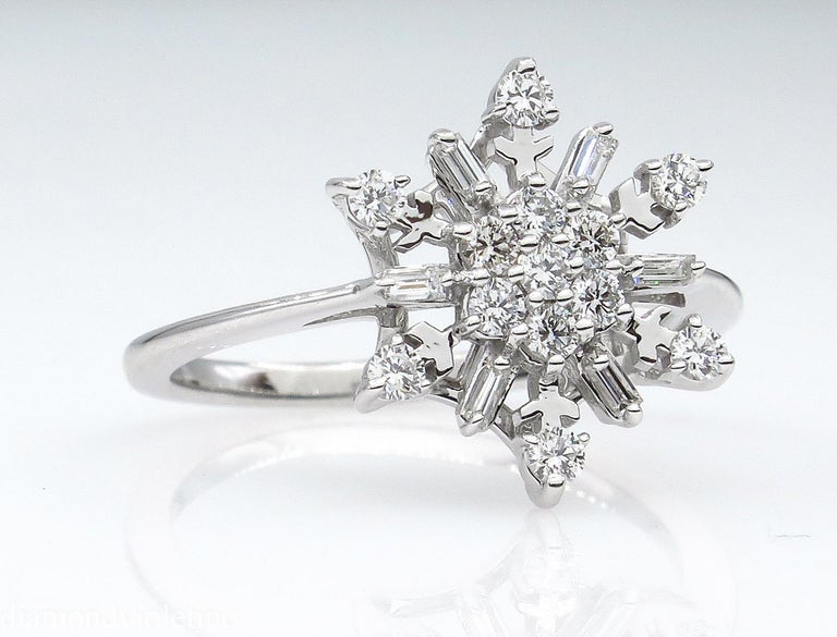 0.50ct Estate Vintage Diamond Snowflake Cluster Engagement Ring 14k ...