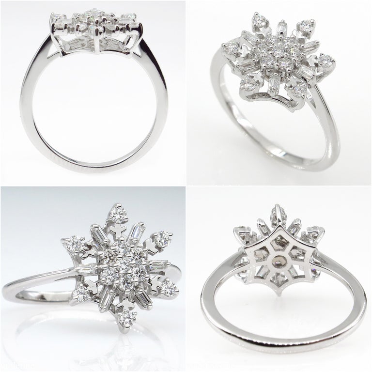 0.50ct Estate Vintage Diamond Snowflake Cluster Engagement Ring 14k ...