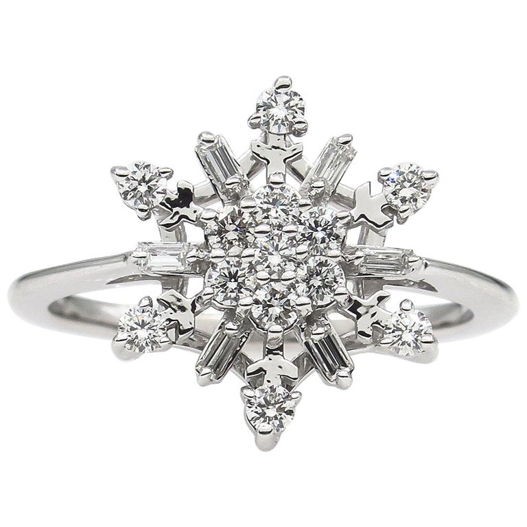 0.50ct Estate Vintage Diamond Snowflake Cluster Engagement Ring 14k ...