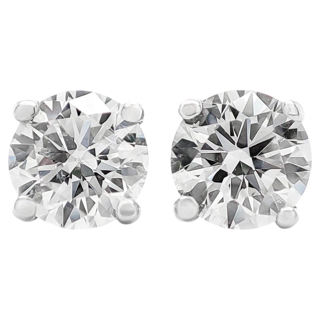 NO RESERVE 0.50ct Diamond 14k White Gold Solitaire Stud Earring For ...
